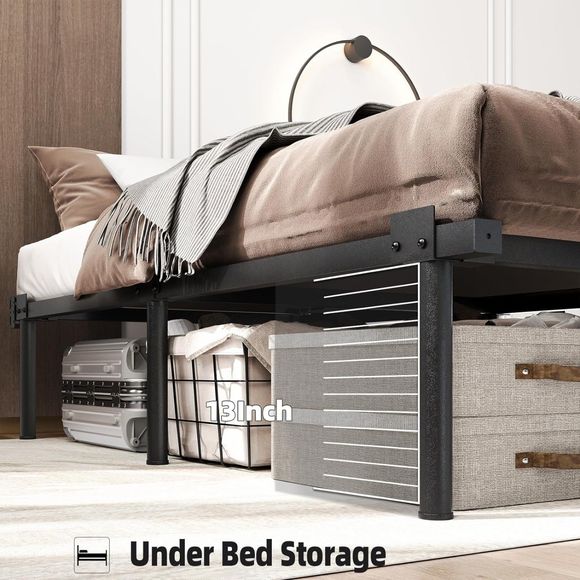 Bedding | Jom Metal Bed Frame Queen Size 14 Inch Rails Bedframe For Box ...